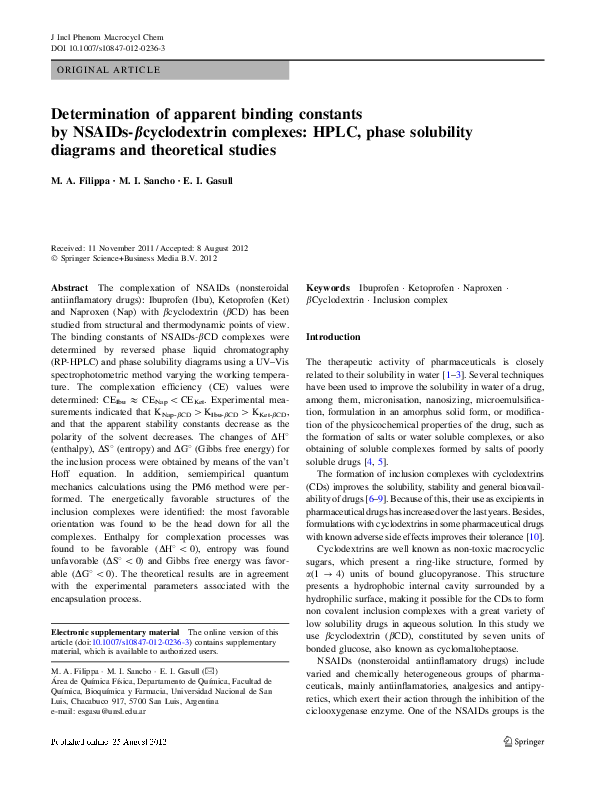 (PDF) Determination of apparent binding constants by NSAIDs ...