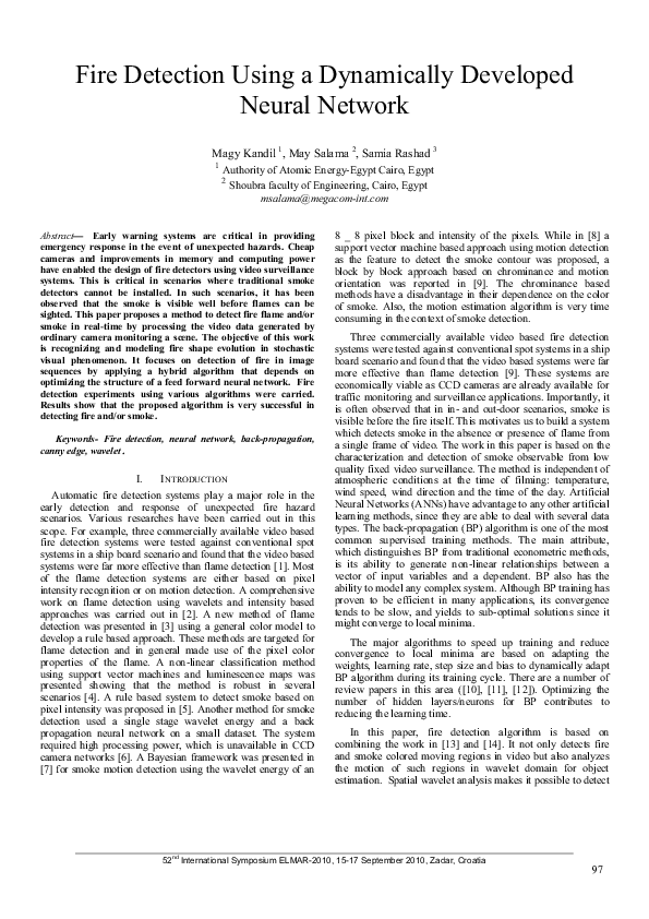 (PDF) Fire detection using a dynamically developed neural network