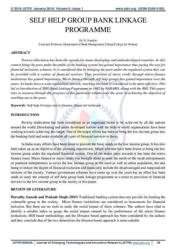 (PDF) The Self Help Group Bank Linkage Programme