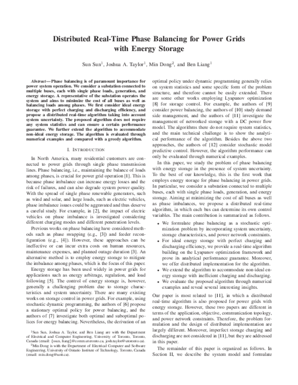 (PDF) Distributed real-time phase balancing for power grids with energy ...