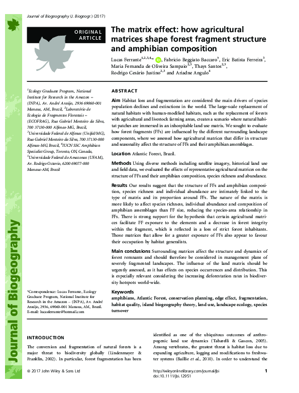 (PDF) The matrix effect: how agricultural matrices shape forest ...