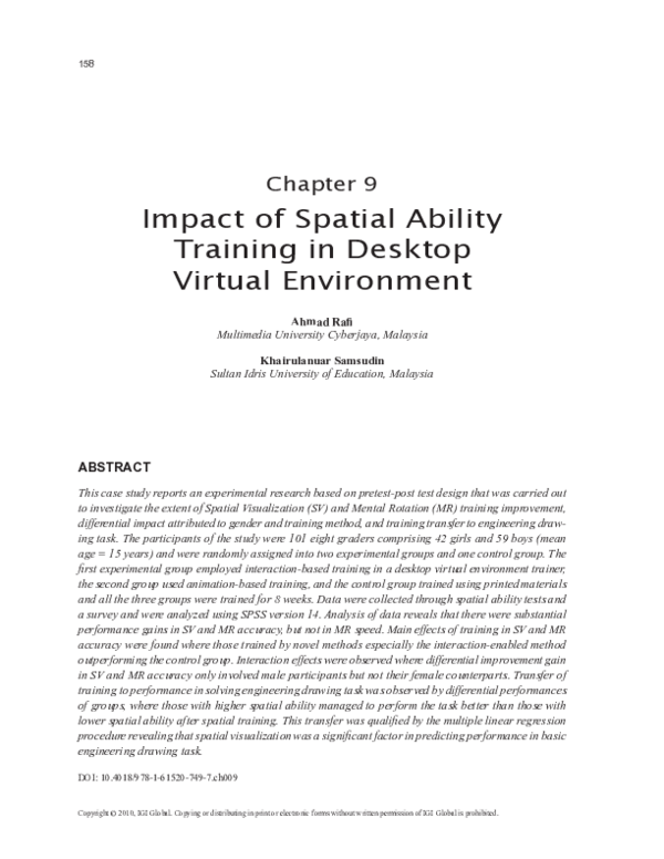 (PDF) Effects of Spatial Training in Virtual Environments
