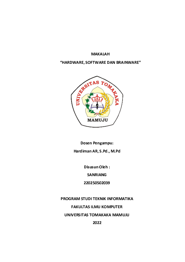 (PDF) MAKALAH HARDWARE, SOFTWARE DAN BRAINWARE