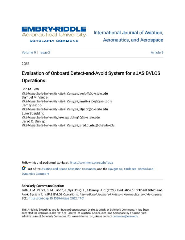 (PDF) Evaluation of Onboard Detect-and-Avoid System for sUAS BVLOS Operations
