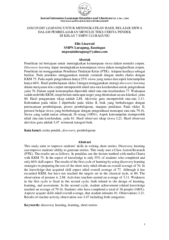 (PDF) Discovery Learning Untuk Meningkatkan Hasil Belajar Siswa Dalam Pembelajaran Menulis Teks ...