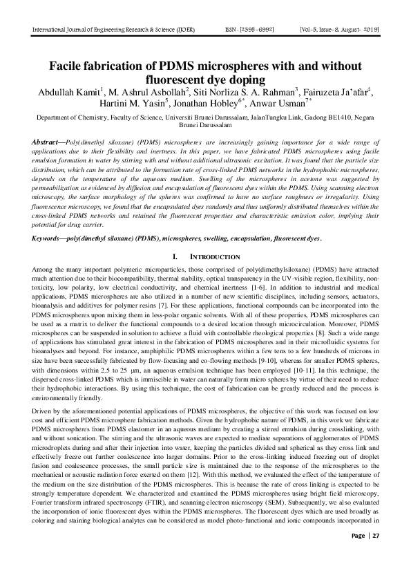 (PDF) Fabrication of Fluorescent PDMS Microspheres