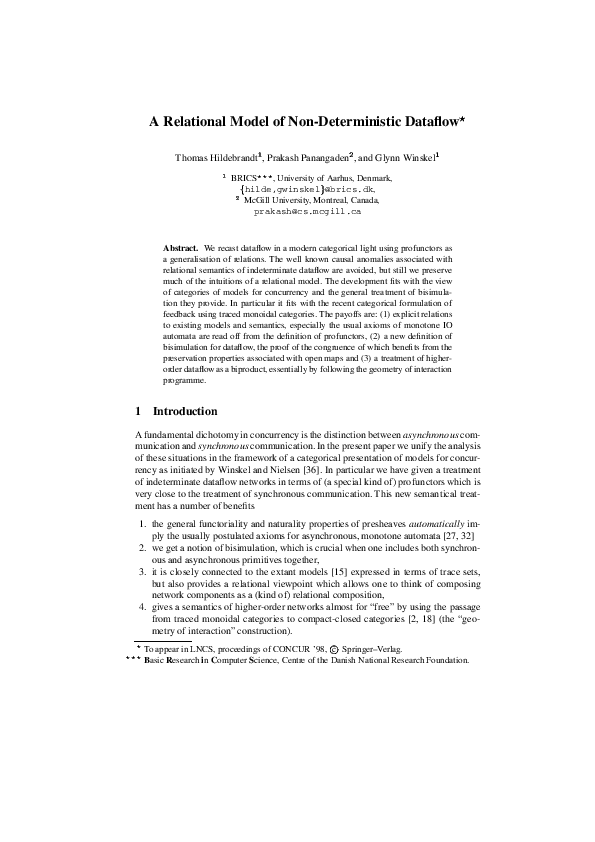 Pdf A Relational Model Of Non Deterministic Dataflow Prakash Panangaden 4843