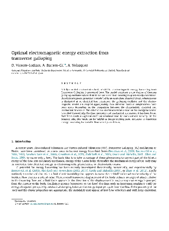 (PDF) Optimal electromagnetic energy extraction from transverse galloping