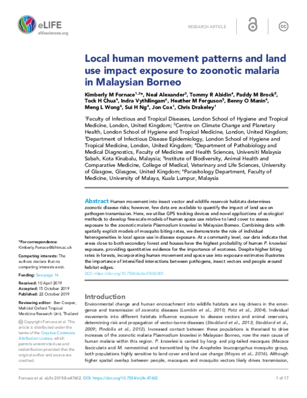 (PDF) Local human movement patterns and land use impact exposure to zoonotic malaria in ...