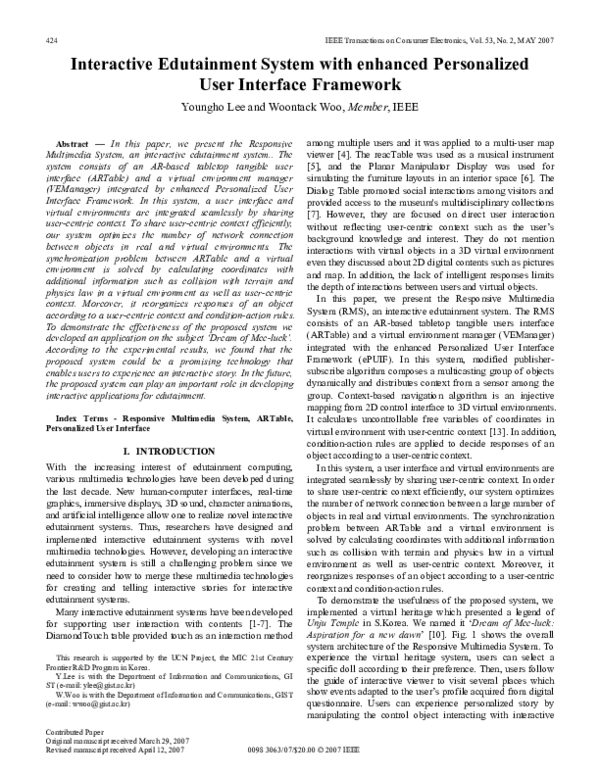 (PDF) Interactive edutainment system with enhanced personalized user ...