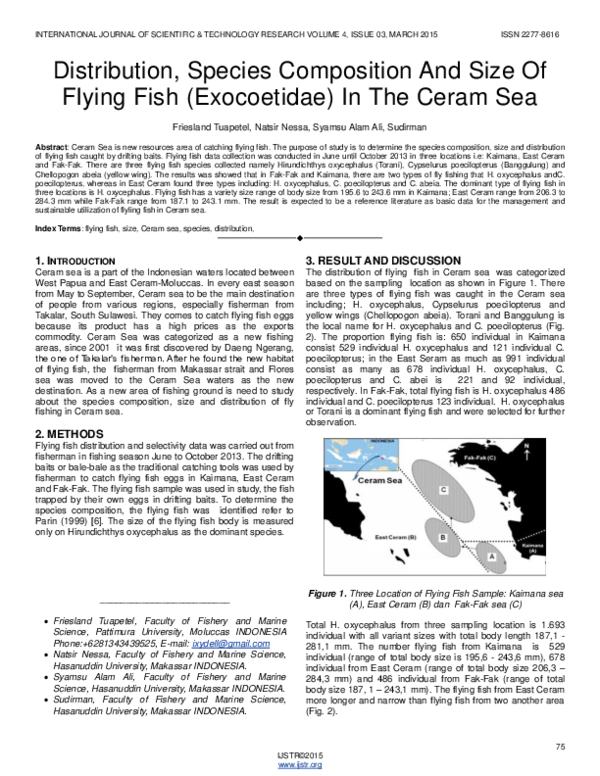 (PDF) Distribution, Species Composition And Size Of Flying Fish ...