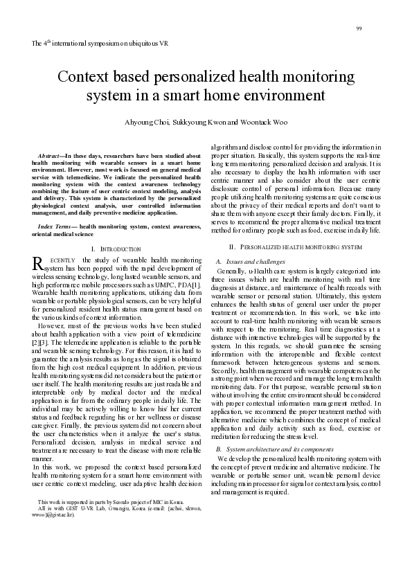 (PDF) Context based personalized health monitoring system in a smart ...