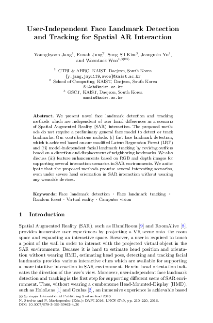 (PDF) User-Independent Face Landmark Detection and Tracking for Spatial ...