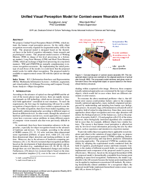 (PDF) Unified Visual Perception Model for context-aware wearable AR