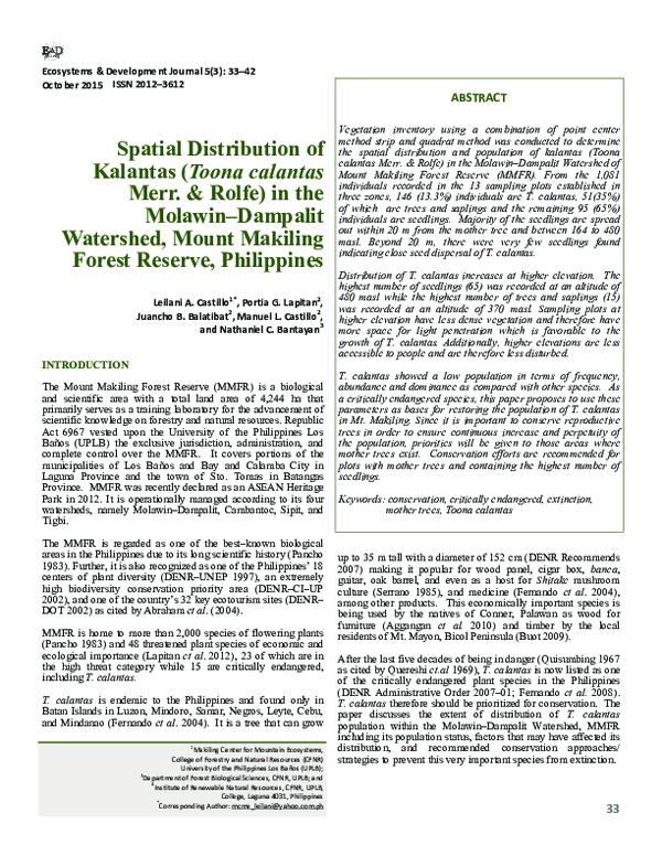 (PDF) Spatial Distribution of Kalantas (Toona calantas Merr. & Rolfe ...