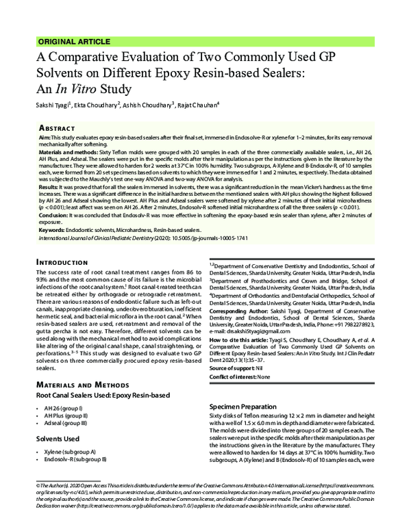 (PDF) A Comparative Evaluation of Two Commonly Used GP Solvents on ...