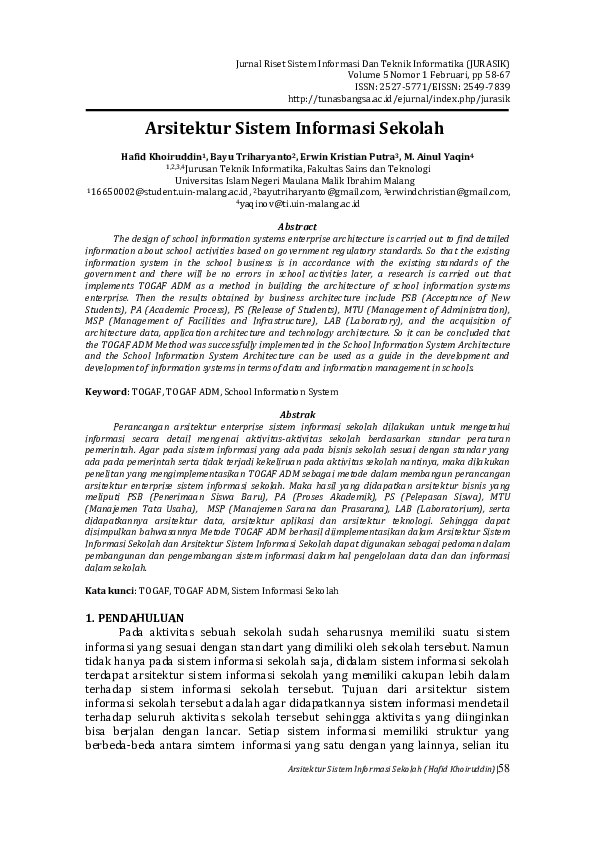 (PDF) Arsitektur Sistem Informasi Sekolah