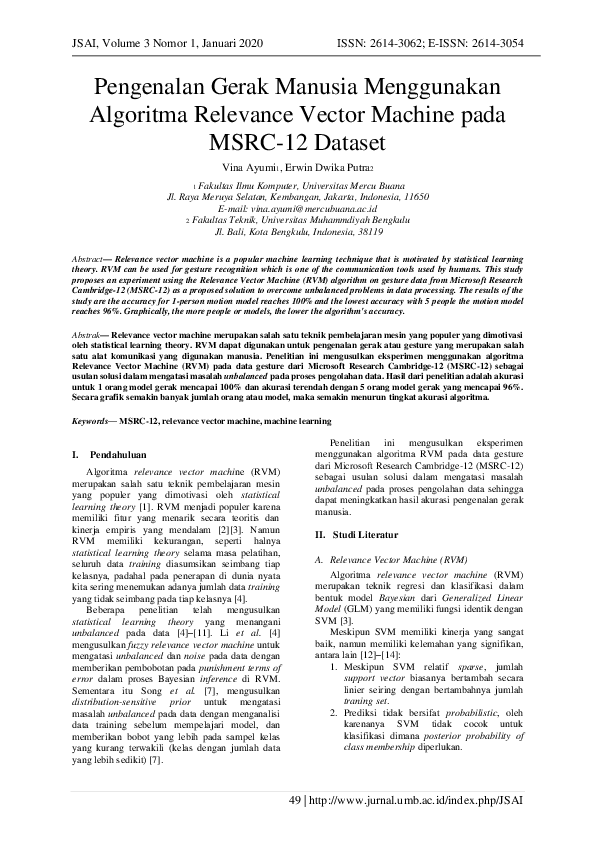 (PDF) Pengenalan Gerak Manusia Menggunakan Algoritma Relevance Vector ...