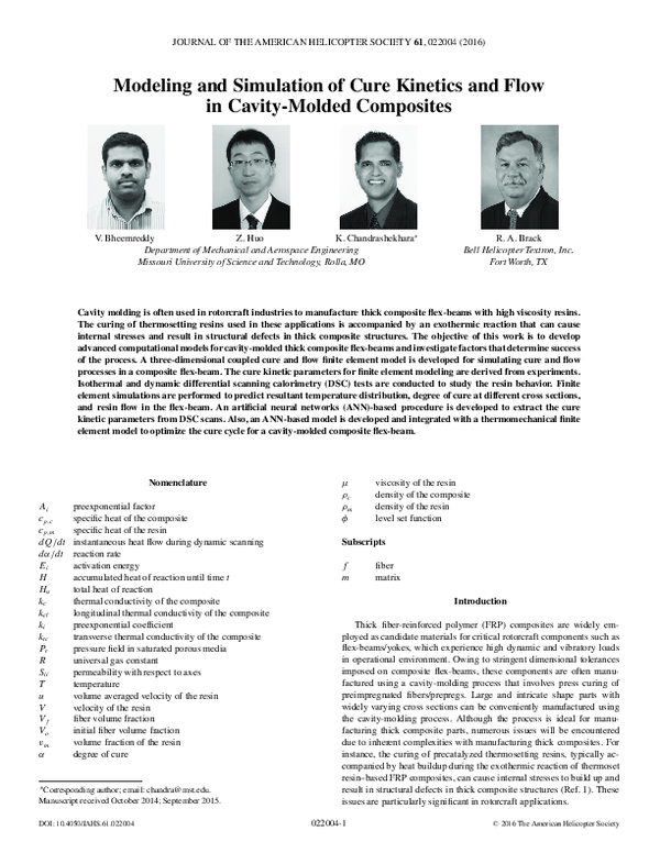 (PDF) Modeling and Simulation of Cure Kinetics and Flow in Cavity ...