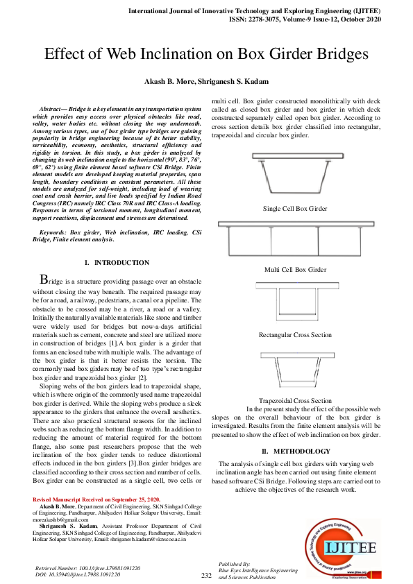 (PDF) Effect of Web Inclination on Box Girder Bridges