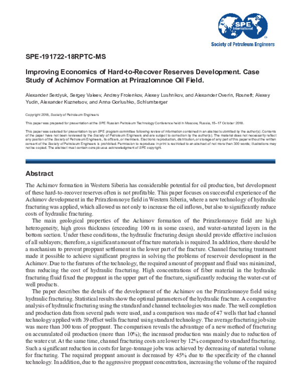 (PDF) Improving Economics of Hard-to-Recover Reserves Development. Case ...