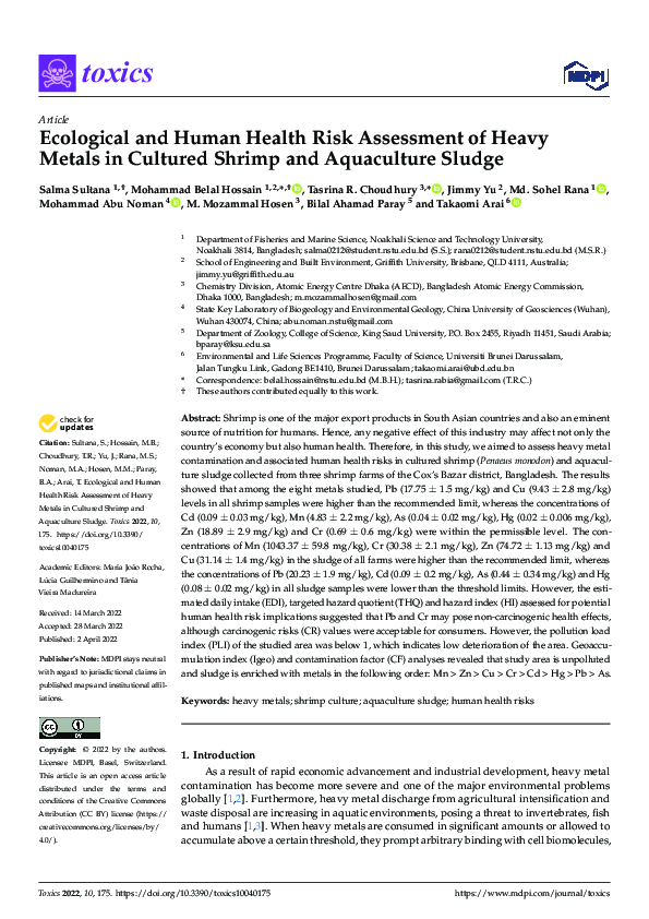 (PDF) Ecological and Human Health Risk Assessment of Heavy Metals in ...