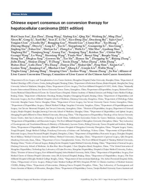 (PDF) Chinese expert consensus on conversion therapy for hepatocellular ...