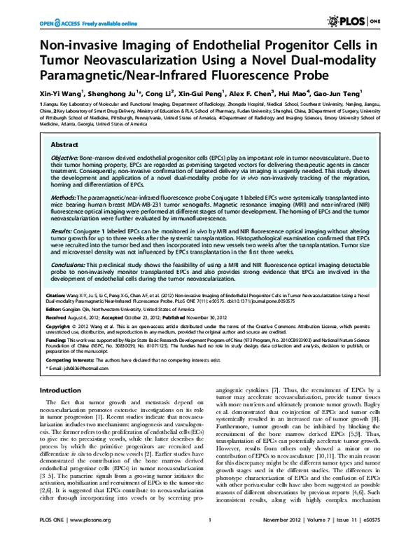 (PDF) Non-invasive Imaging of Endothelial Progenitor Cells in Tumor Neovascularization Using a ...