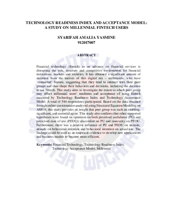 (PDF) Technology Readiness Index and Acceptance Model: A Study on ...