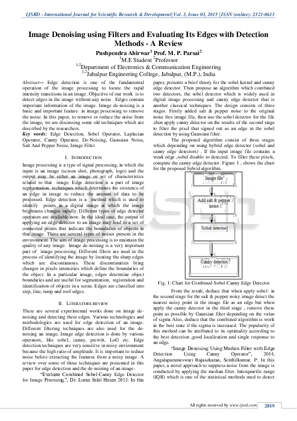 Pdf Image Denoising Using Filters And Evaluating Its Edges With Detection Methods A Review