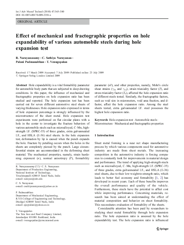 (PDF) Effect of mechanical and fractographic properties on hole ...