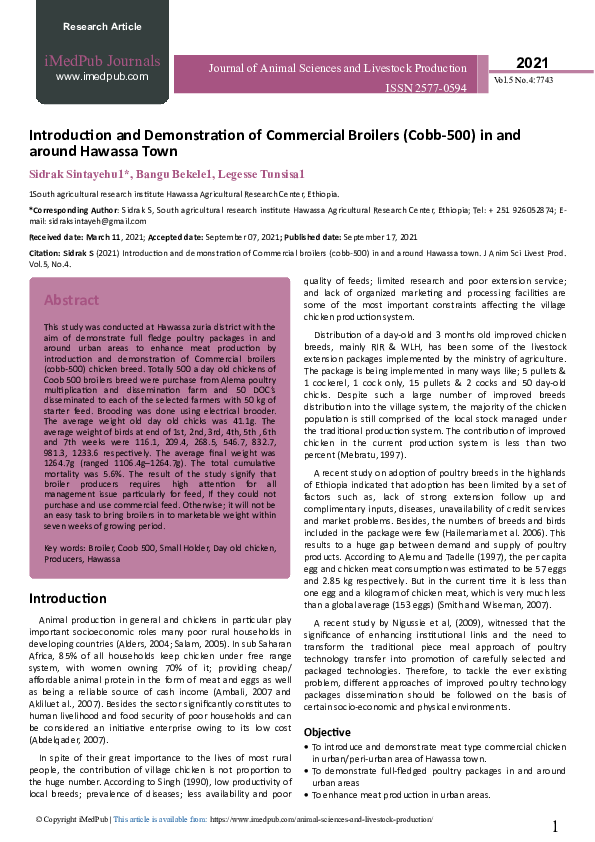 (PDF) Introduction and Demonstration of Commercial Broilers (Cobb-500 ...