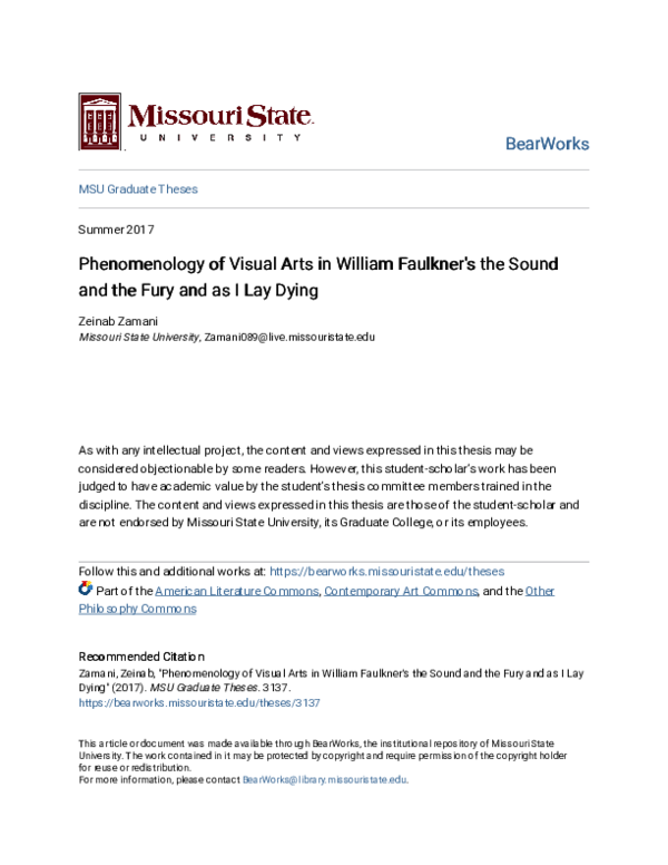(PDF) Phenomenology of Visual Arts in William Faulkner's the Sound and ...