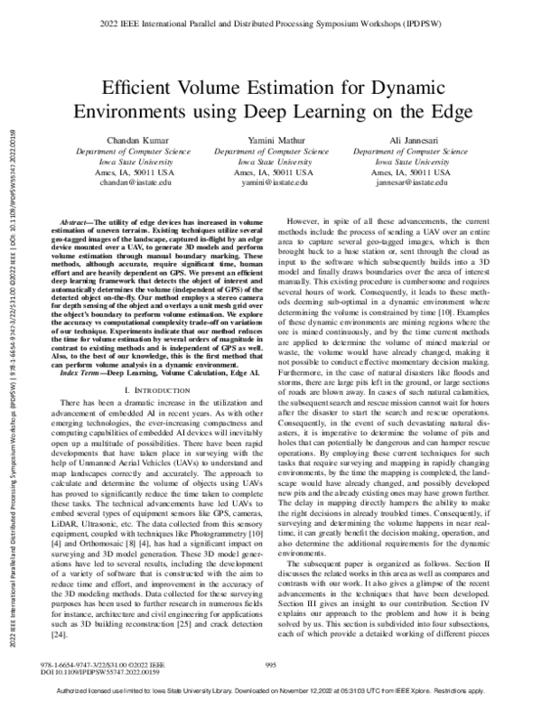 (PDF) Efficient Volume Estimation for Dynamic Environments using Deep ...