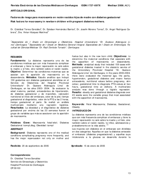 (PDF) Risk factors for macrosomy in newborn children with pregnant ...