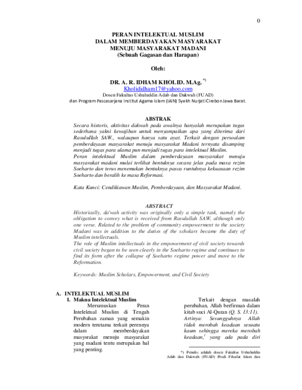(PDF) PERAN INTELEKTUAL MUSLIM DALAM MEMBERDAYAKAN MASYARAKAT MENUJU ...