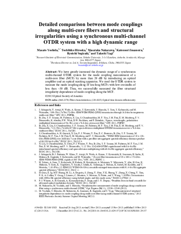 (PDF) Detailed comparison between mode couplings along multi-core fibers and structural ...