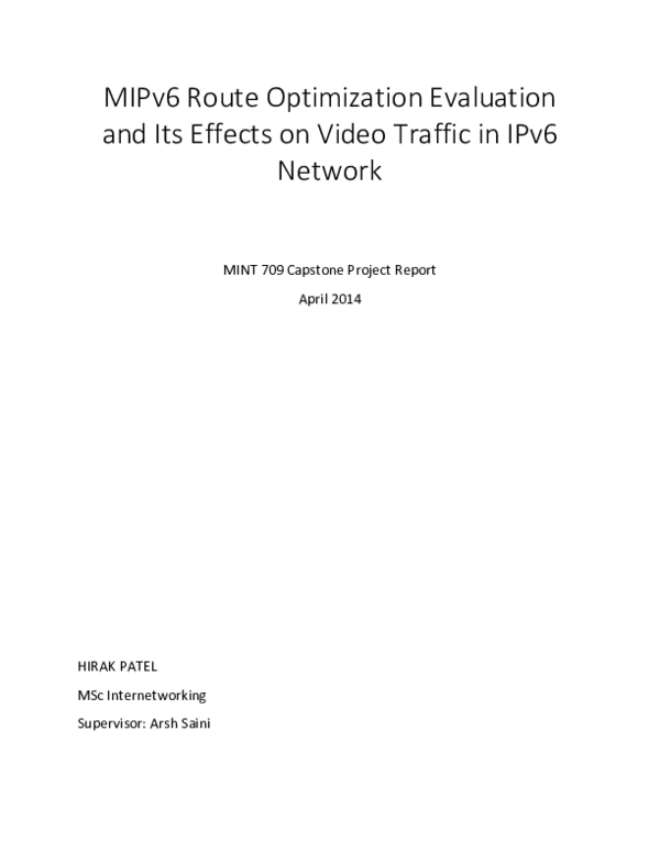 (PDF) MIPv6 Route Optimization Evaluation and Its Effects on Video Traffic in IPv6 Network