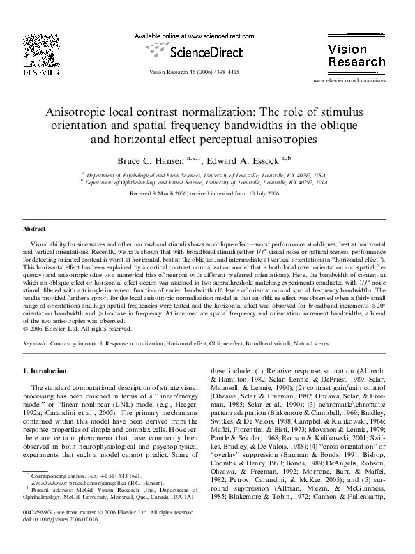 (PDF) Anisotropic local contrast normalization: The role of stimulus ...