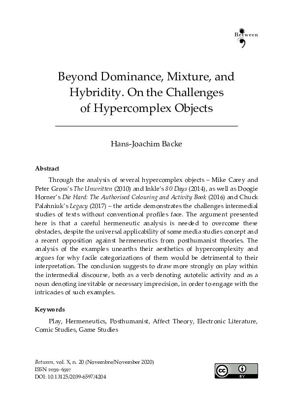 (PDF) Beyond Dominance, Mixture, and Hybridity. On the Challenges of ...