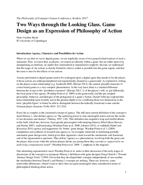 (PDF) Two Ways through the Looking Glass . Game Design as an Expression ...