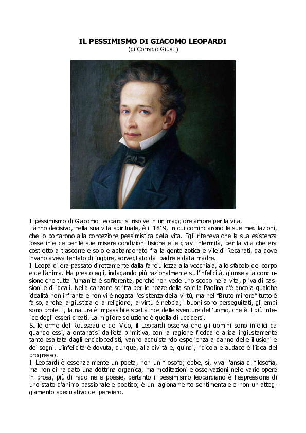 (PDF) IL PESSIMISMO DI GIACOMO LEOPARDI