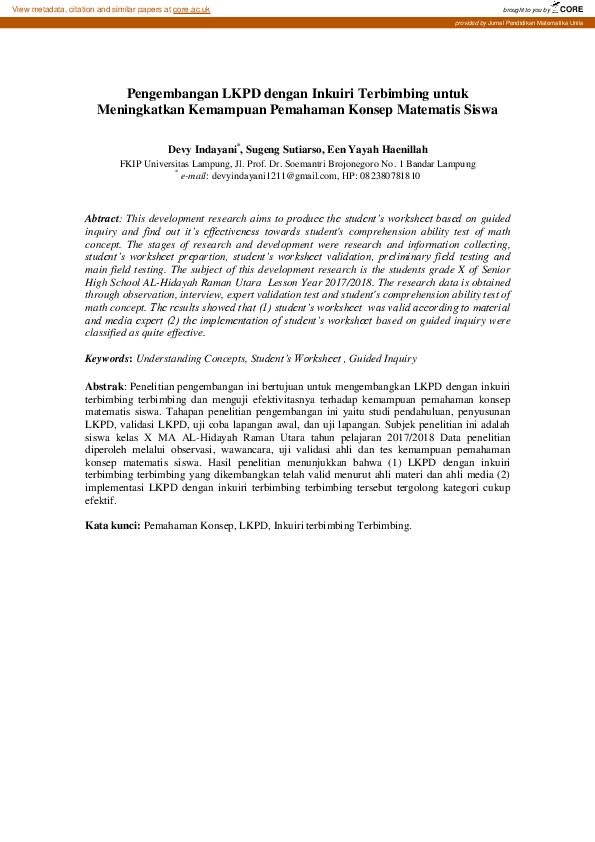(PDF) Pengembangan LKPD dengan Inkuiri Terbimbing untuk Meningkatkan Kemampuan Pemahaman Konsep ...
