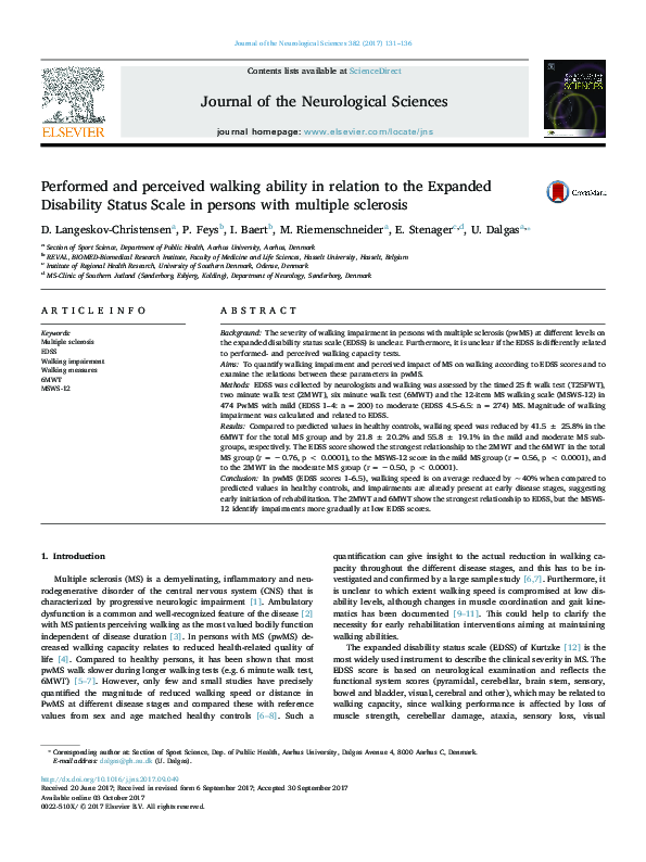 (PDF) Performed and perceived walking ability in relation to the ...