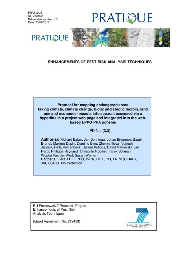 (PDF) Protocol for mapping endangered areas taking climate, climate ...