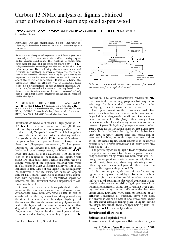 (PDF) Carbon-13 NMR analysis of lignins obtained after sulfonation of ...