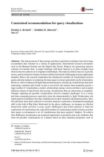 (PDF) Constrained recommendations for query visualizations