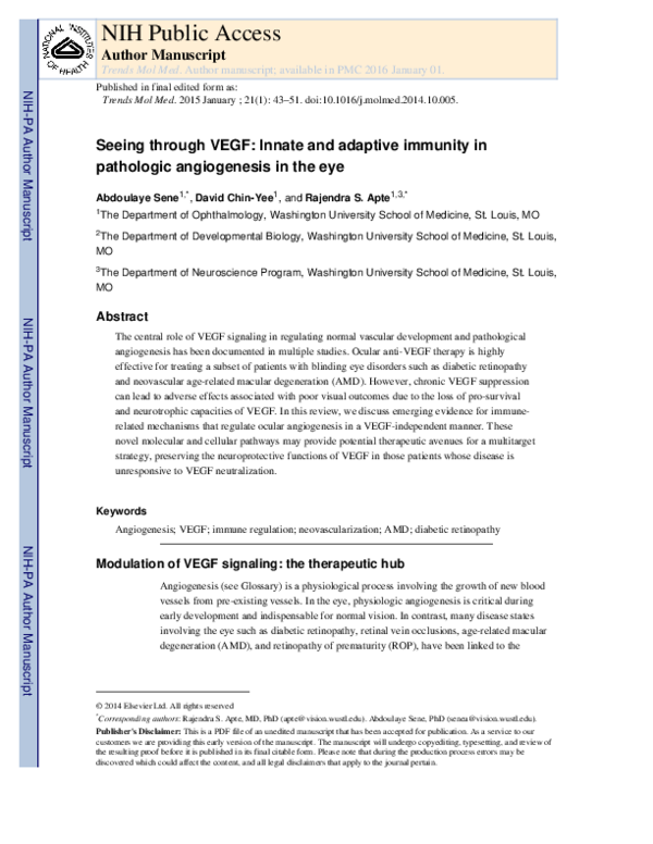 (PDF) Seeing through VEGF: innate and adaptive immunity in pathological ...