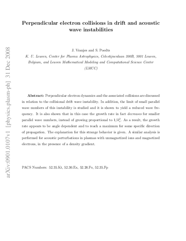(PDF) On the role of perpendicular electron collisions in drift and ...