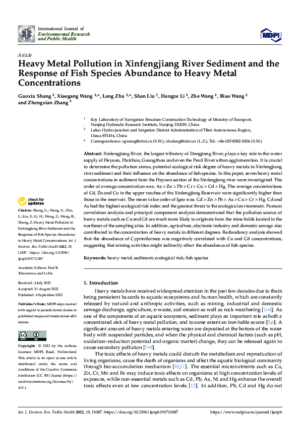 (PDF) Heavy Metal Pollution in Xinfengjiang River Sediment and the ...